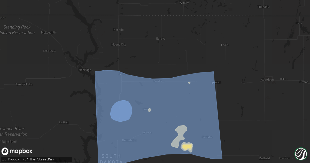 Hail Map in Bowdle, SD on July 23, 2025 - HailTrace