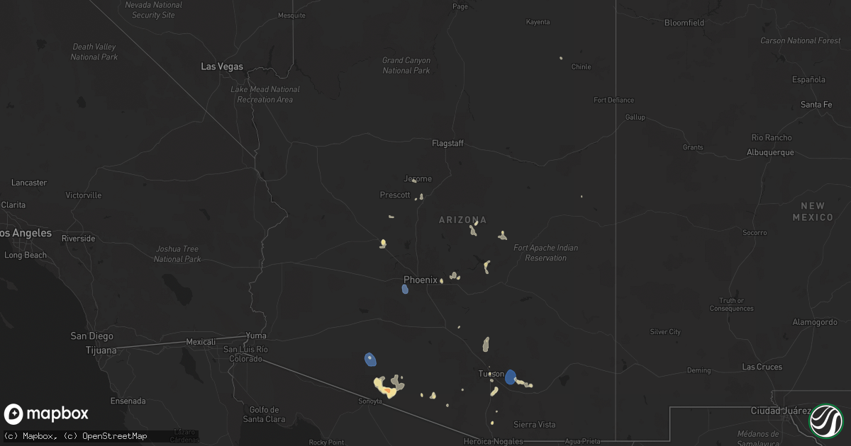 Hail Map in Arizona on July 25, 2024 - HailTrace