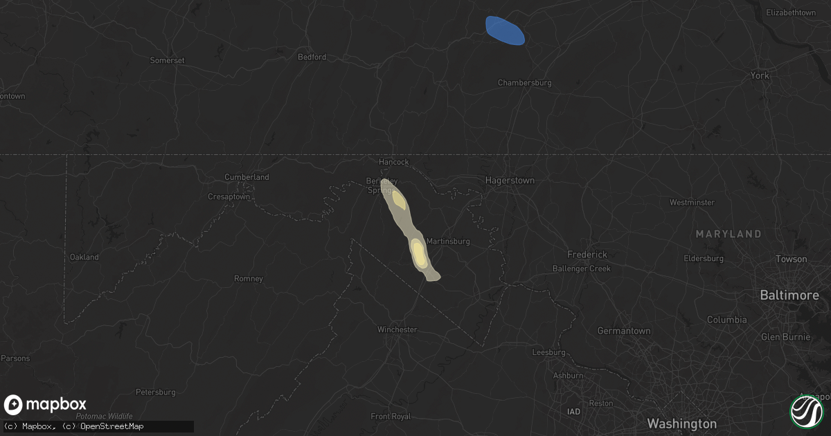 Hail Map in Hedgesville, WV on July 26, 2025 - HailTrace