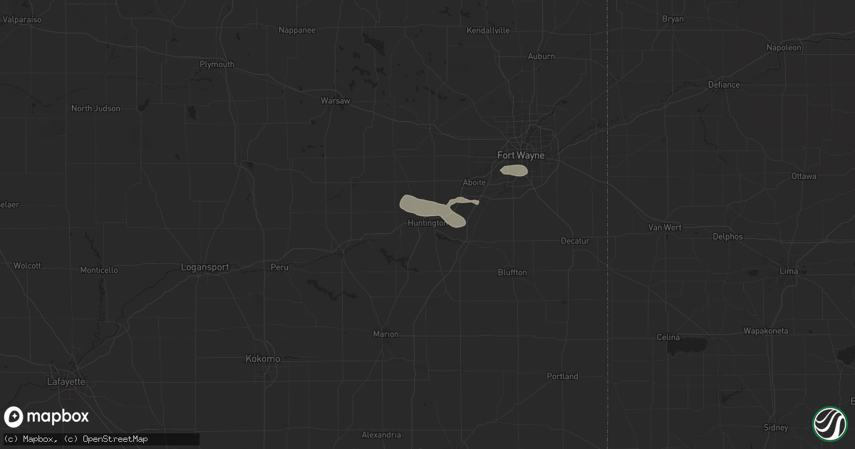 Hail Map in Huntington, IN on July 26, 2025 - HailTrace