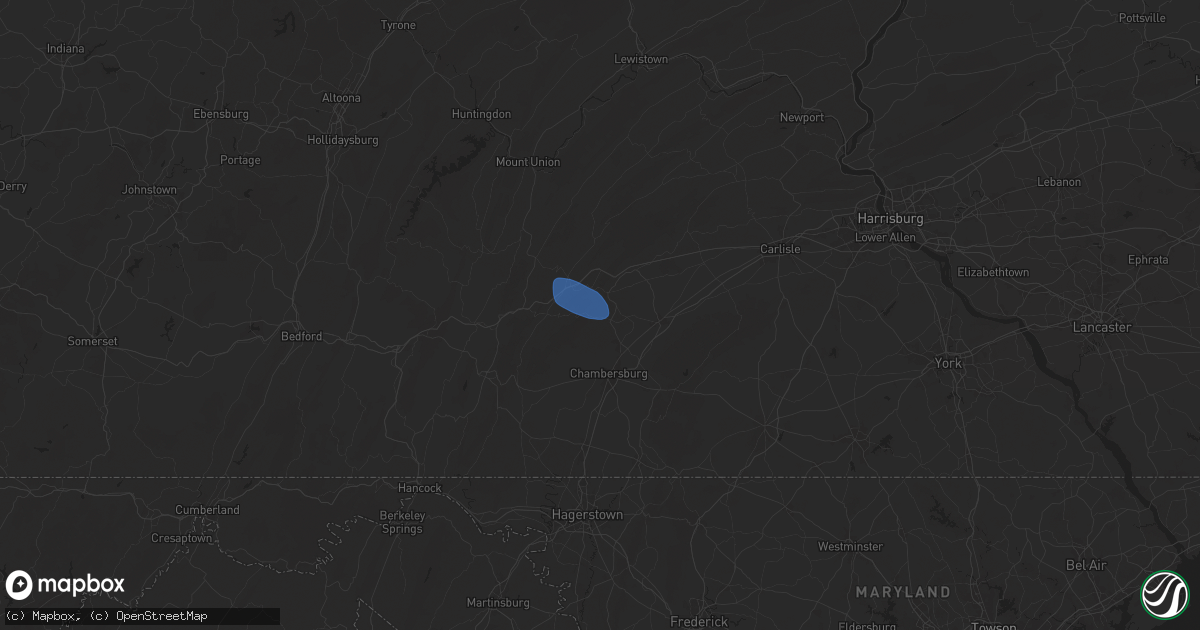 Hail Map in Pleasant Hall, PA on July 26, 2025 - HailTrace
