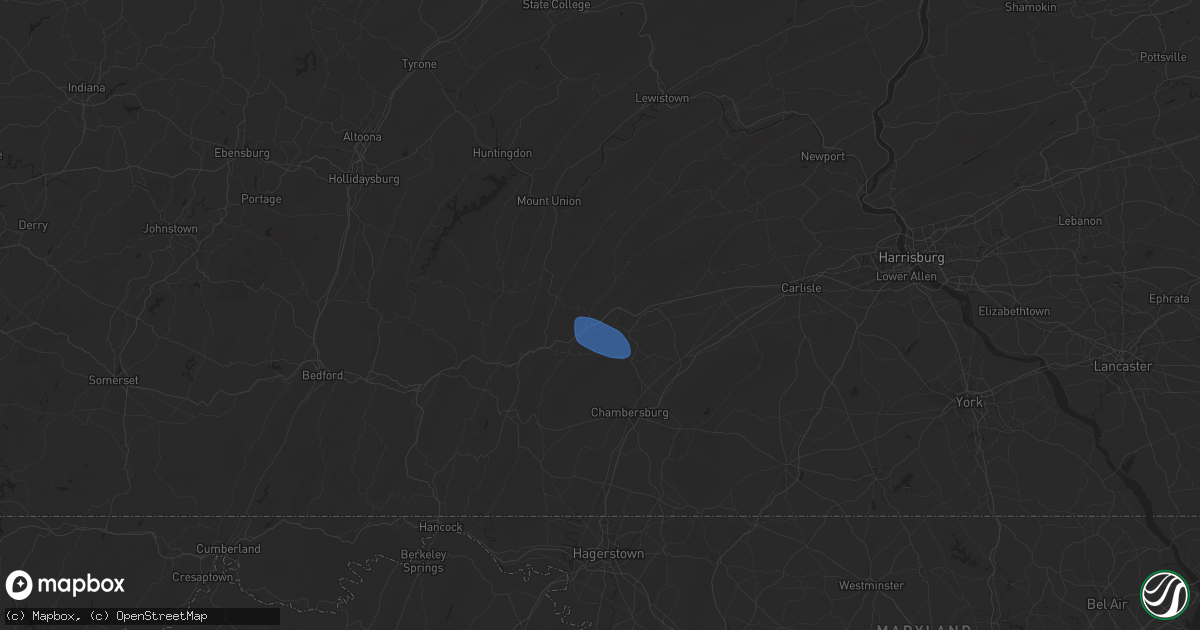 Hail Map in Spring Run, PA on July 26, 2025 - HailTrace