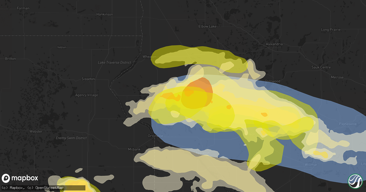 Hail Map in Chokio, MN on July 27, 2025 - HailTrace