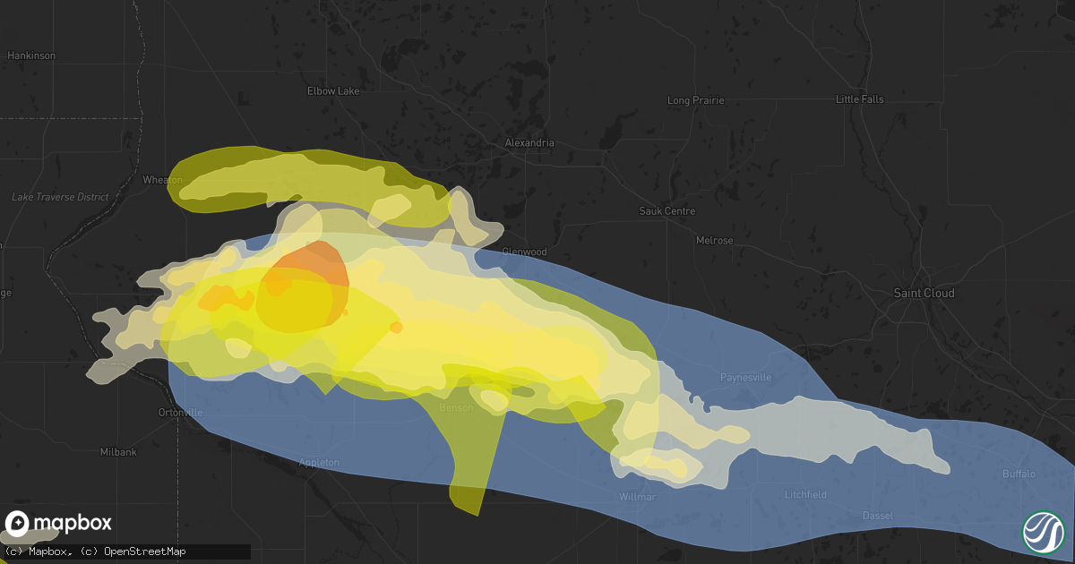 Hail Map in Glenwood, MN on July 27, 2025 - HailTrace