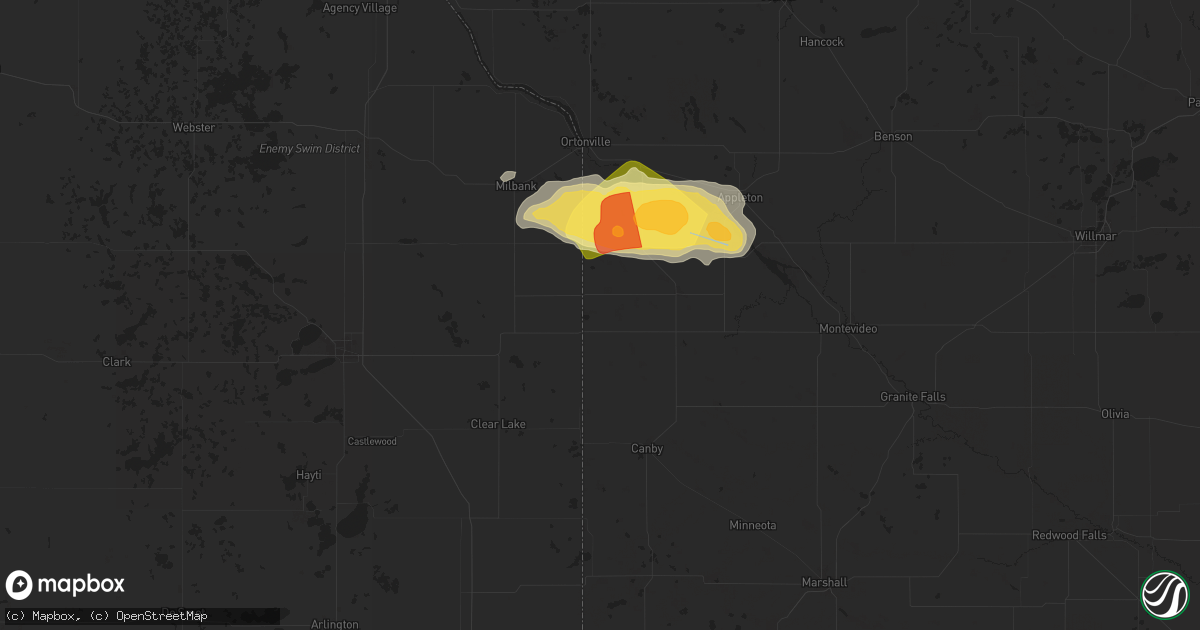 Hail Map in Marietta, MN on July 27, 2025 - HailTrace