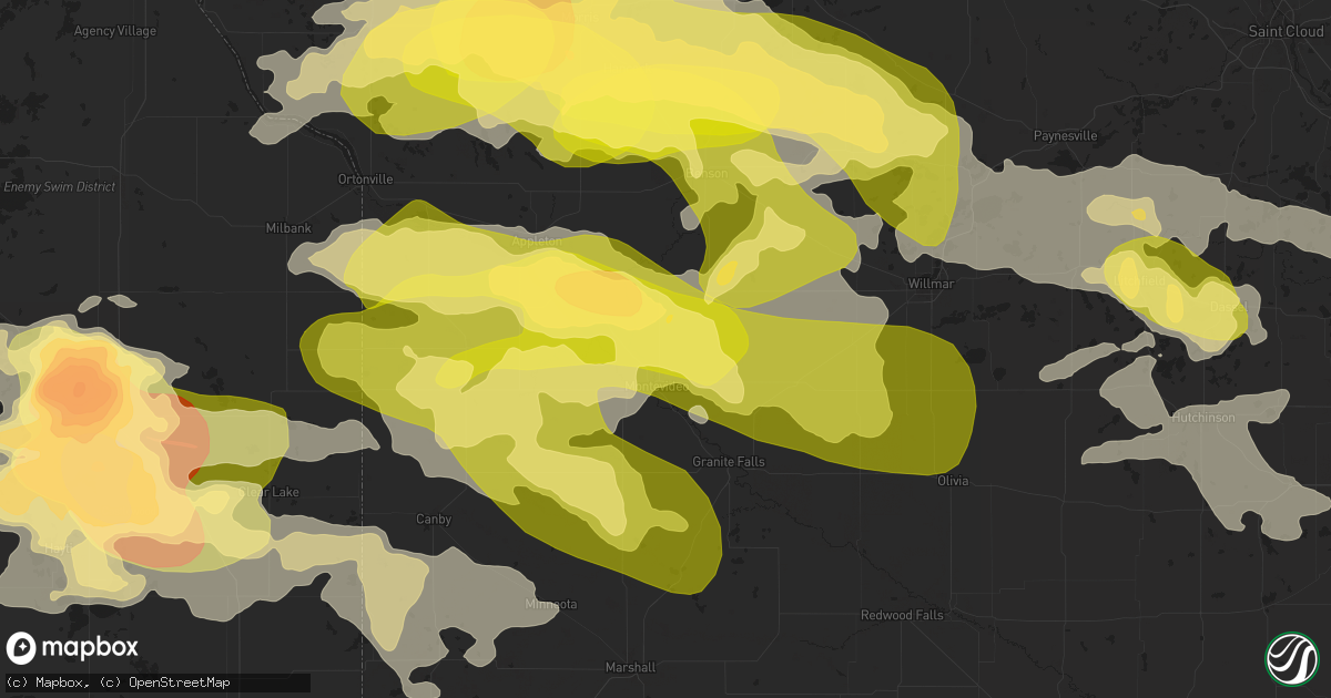 Hail Map in Montevideo, MN on July 27, 2025 - HailTrace