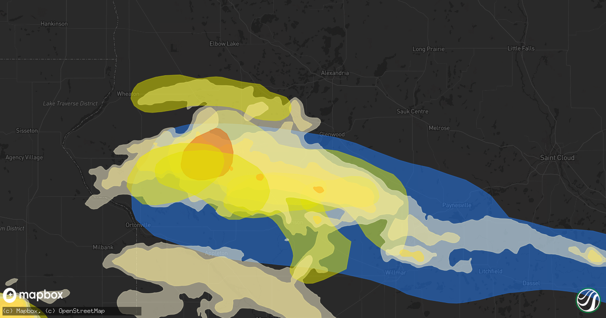 Hail Map in Starbuck, MN on July 27, 2025 - HailTrace