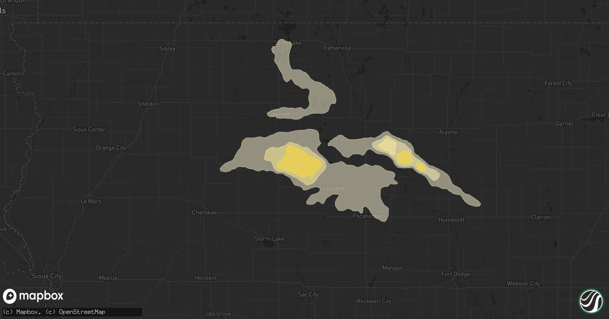 Hail Map in Webb, IA on July 29, 2025 - HailTrace