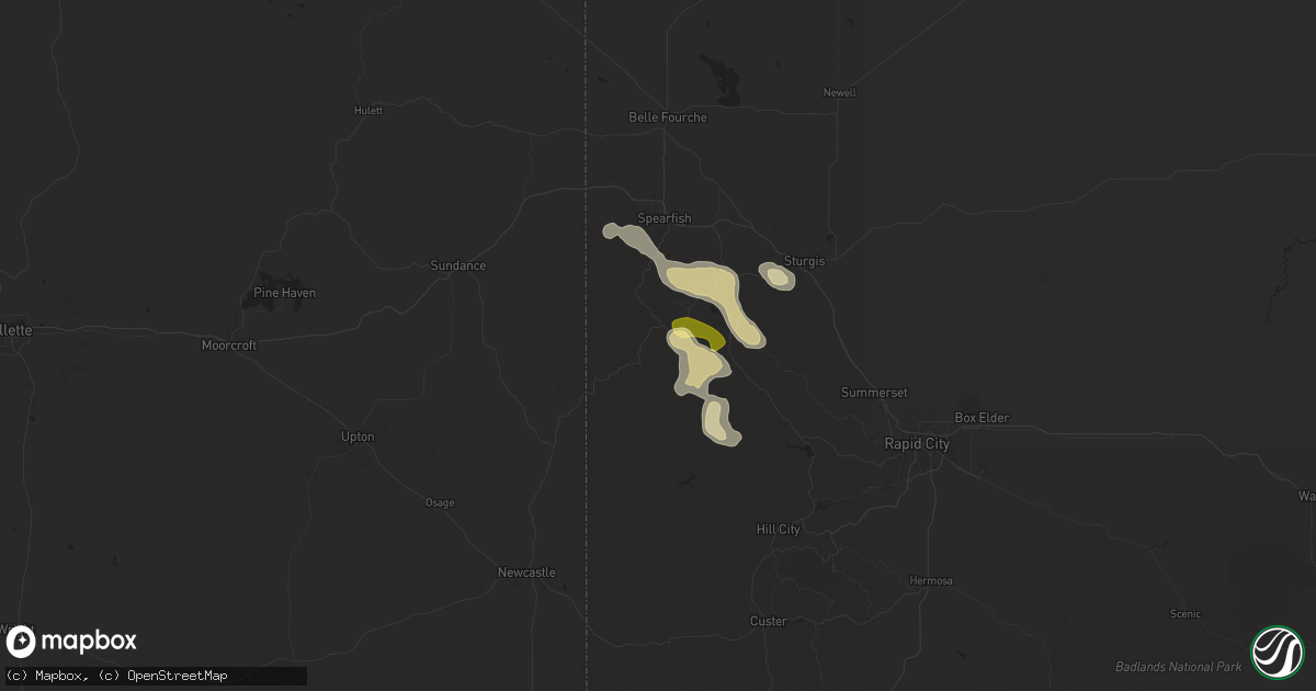 Hail Map in Lead, SD on August 1, 2025 - HailTrace