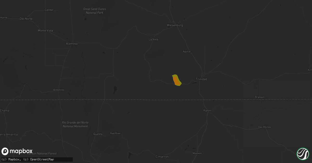 Hail Map in Weston, CO on August 1, 2025 - HailTrace