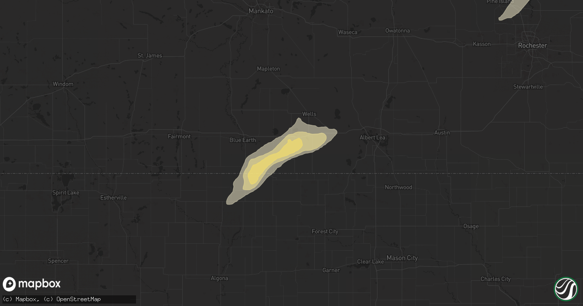 Hail Map in Bricelyn, MN on August 9, 2025 - HailTrace