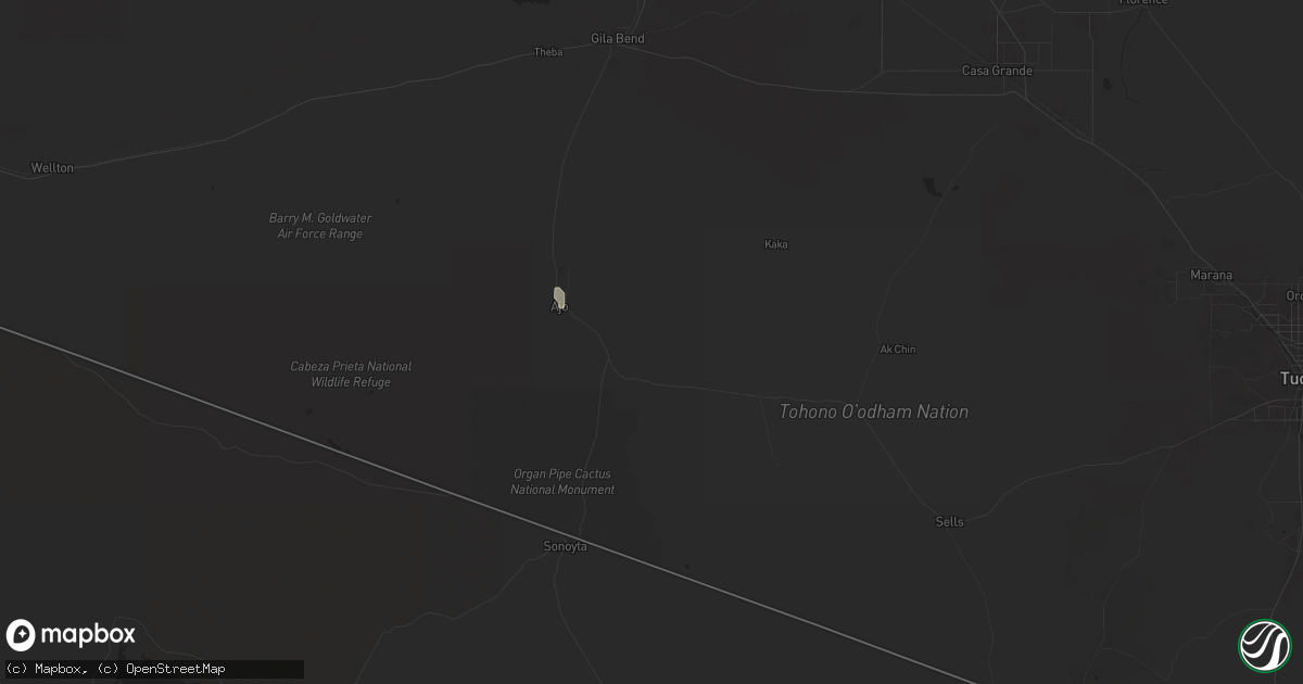Hail Map in Ajo, AZ on August 10, 2024 - HailTrace