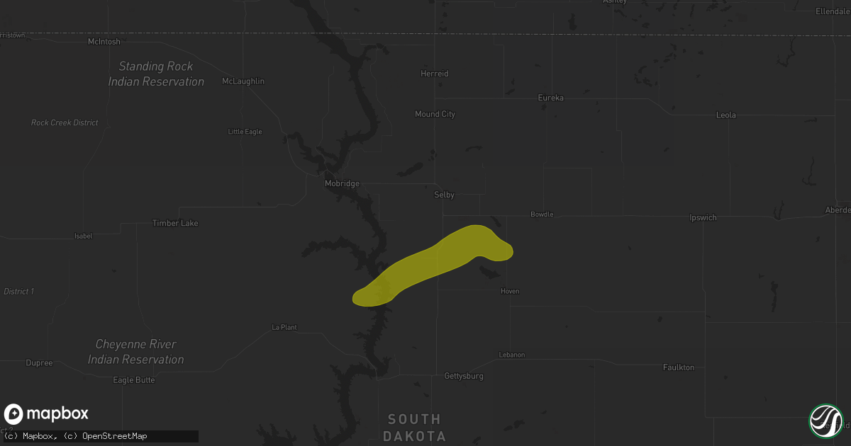 Hail Map in Selby, SD on August 13, 2025 - HailTrace