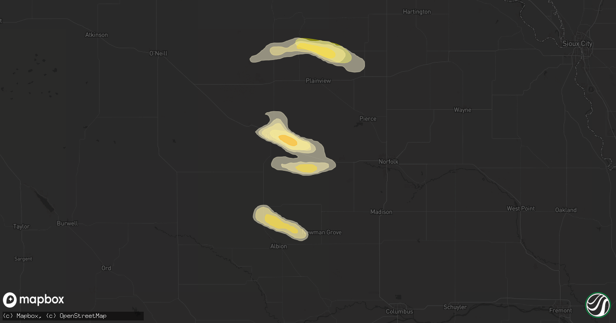 Hail Map in Tilden, NE on August 15, 2024 - HailTrace