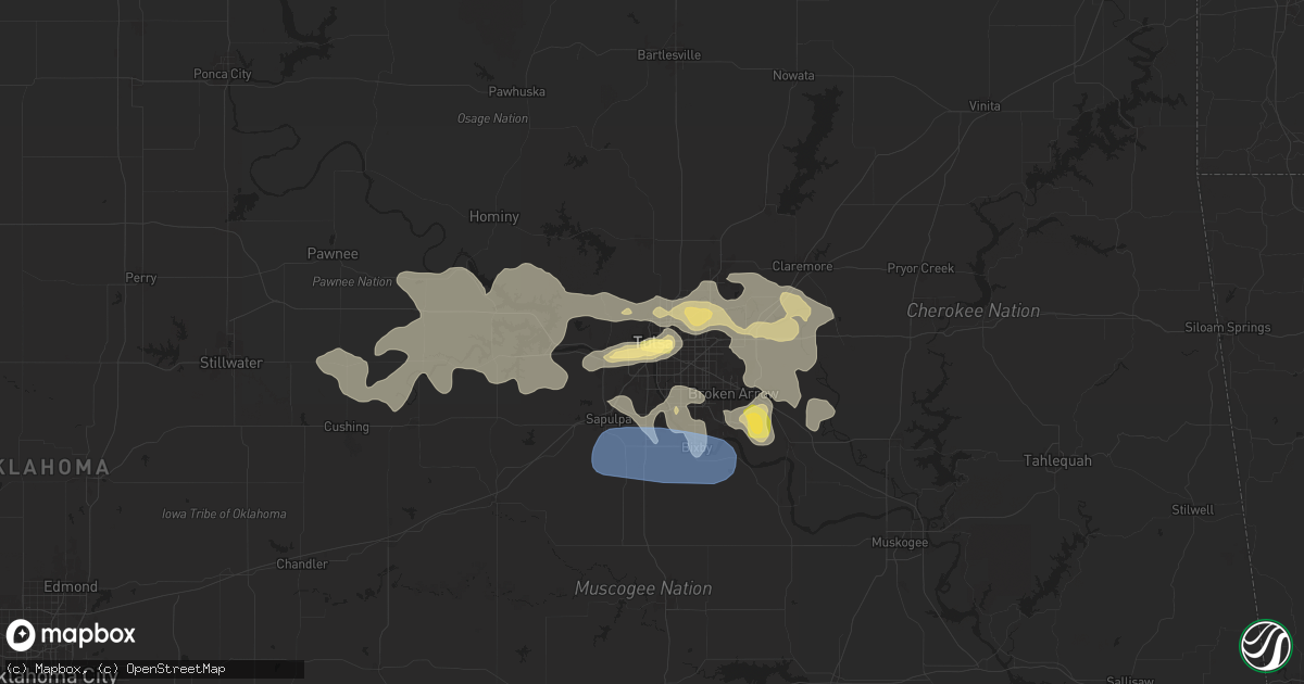 Hail Map in Tulsa, OK on August 15, 2024 - HailTrace