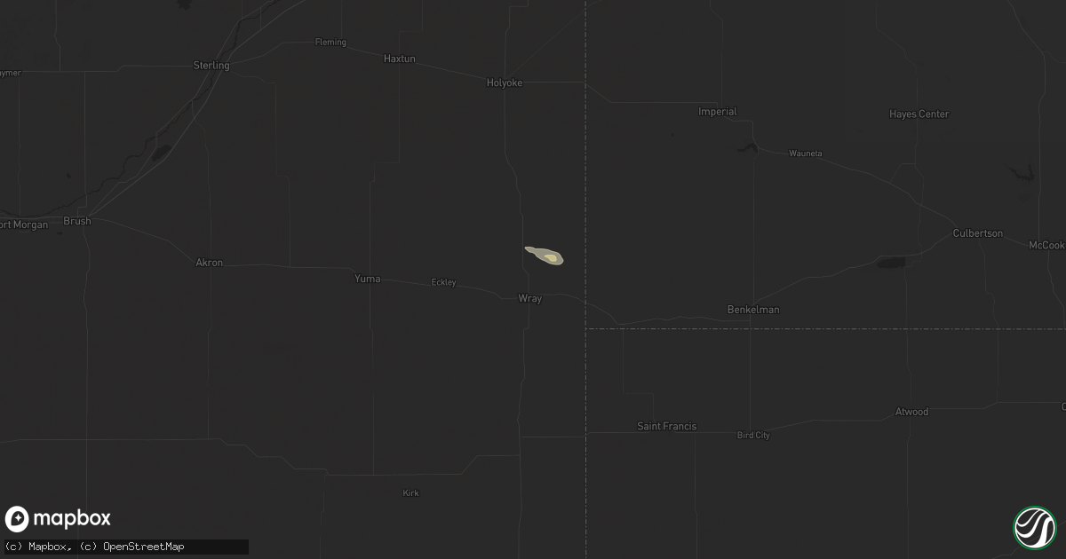 Hail Map in Wray, CO on August 16, 2024 - HailTrace