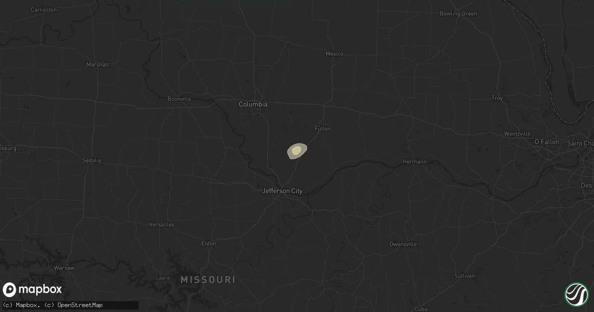 Hail Map in New Bloomfield, MO on August 17, 2025 - HailTrace