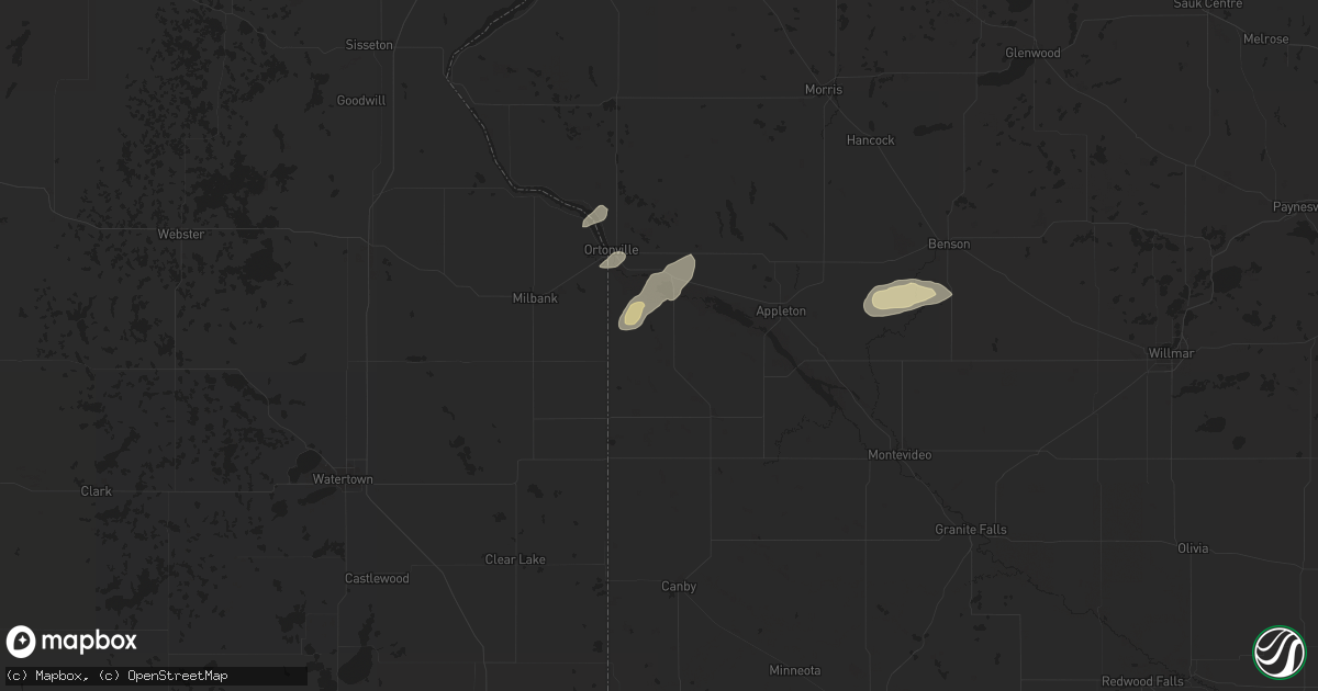 Hail Map in Bellingham, MN on August 22, 2024 - HailTrace