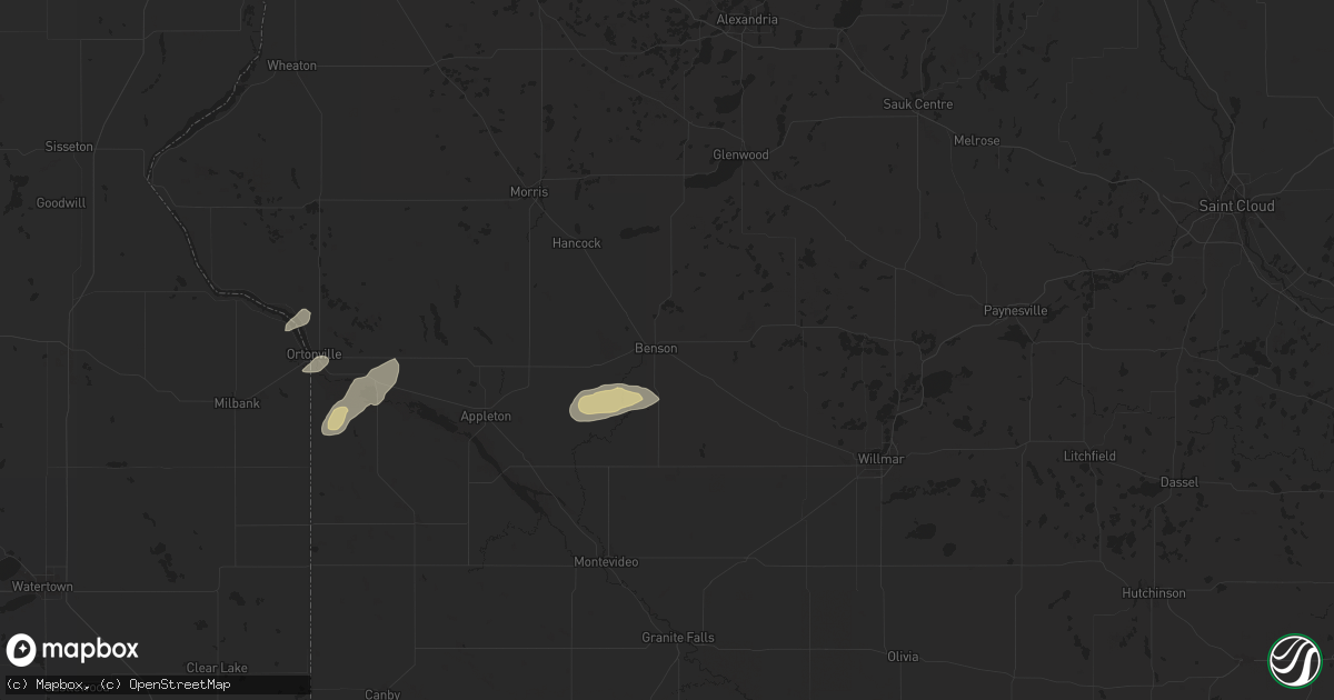 Hail Map in Benson, MN on August 22, 2024 - HailTrace