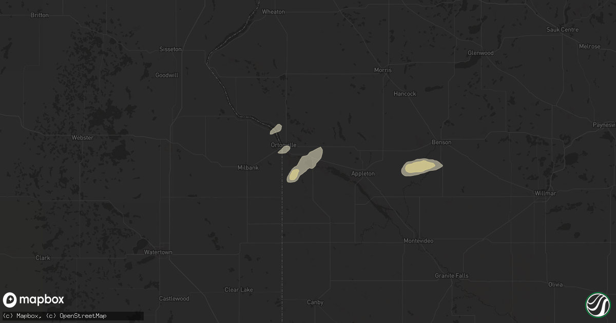 Hail Map in Odessa, MN on August 22, 2024 - HailTrace