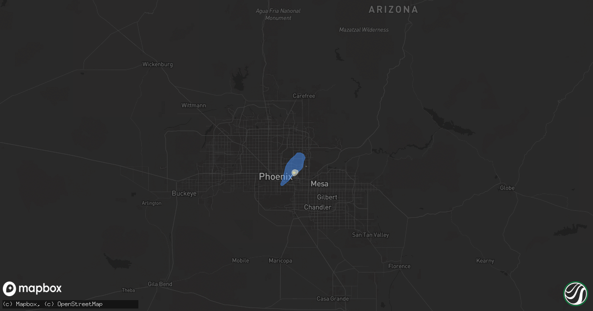 Hail Map in Paradise Valley, AZ on August 22, 2024 - HailTrace