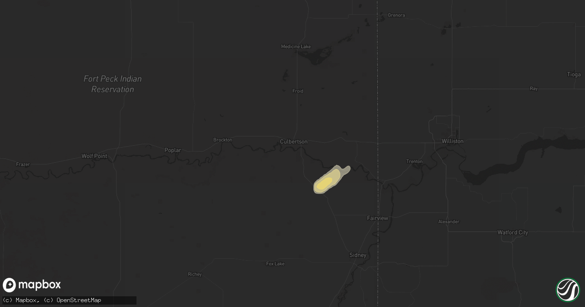 Hail Map in Culbertson, MT on August 23, 2024 - HailTrace