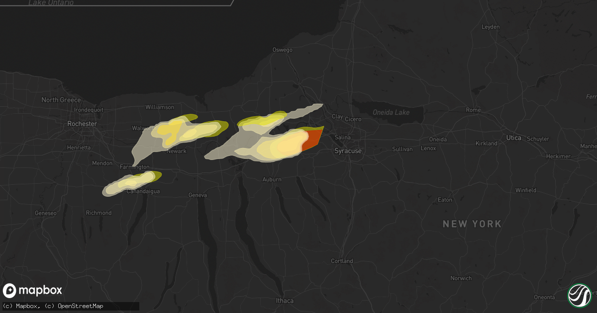 Hail Map in Elbridge, NY on August 24, 2025 - HailTrace