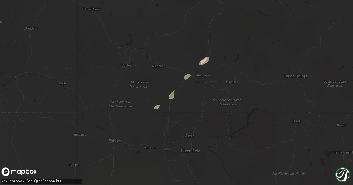 Hail Map in Hesperus, CO on August 25, 2024 - HailTrace