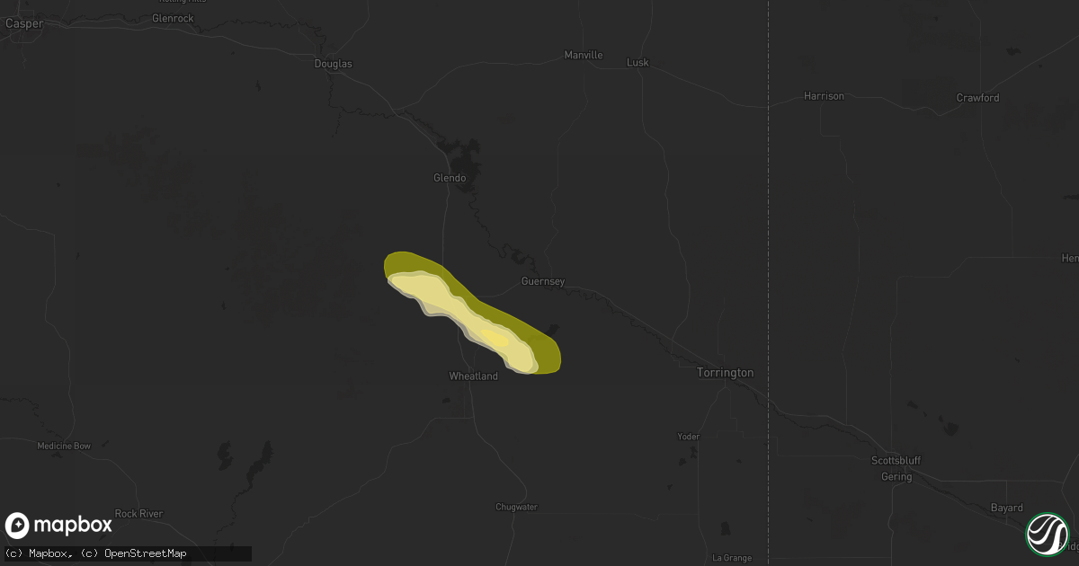 Hail Map in Guernsey, WY on August 28, 2025 - HailTrace