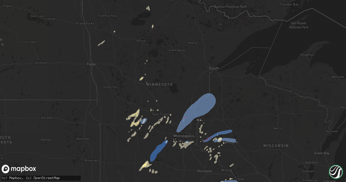 Hail Map in Minnesota on August 29, 2024 - HailTrace