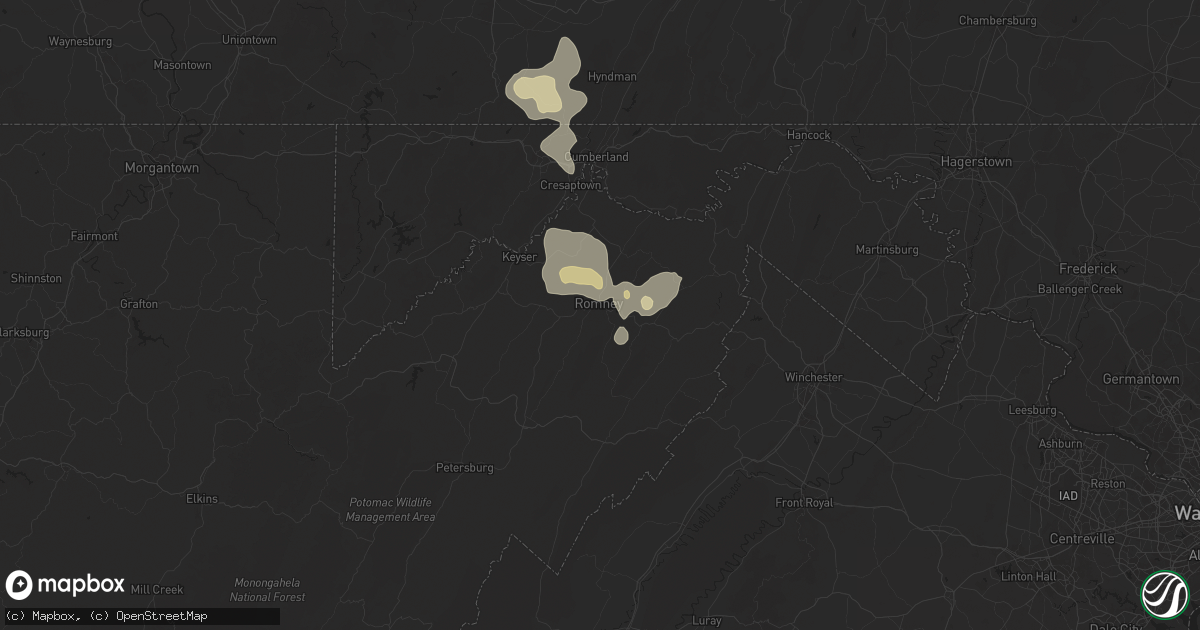Hail Map in Romney, WV on August 31, 2024 - HailTrace