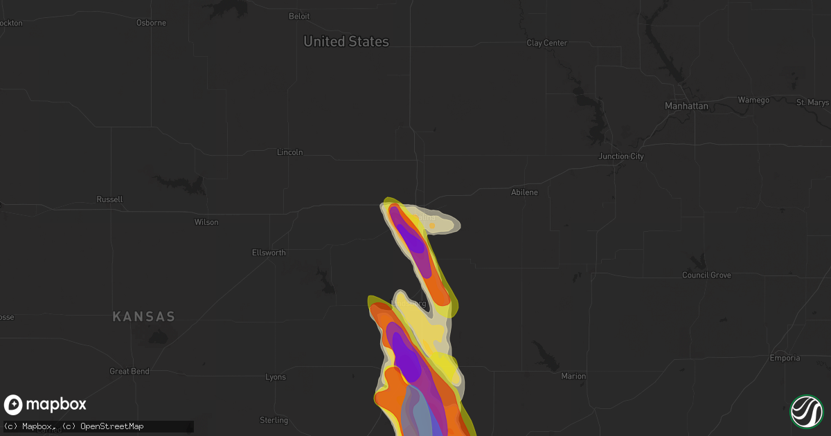 Hail Map in Salina, KS on September 3, 2025 - HailTrace