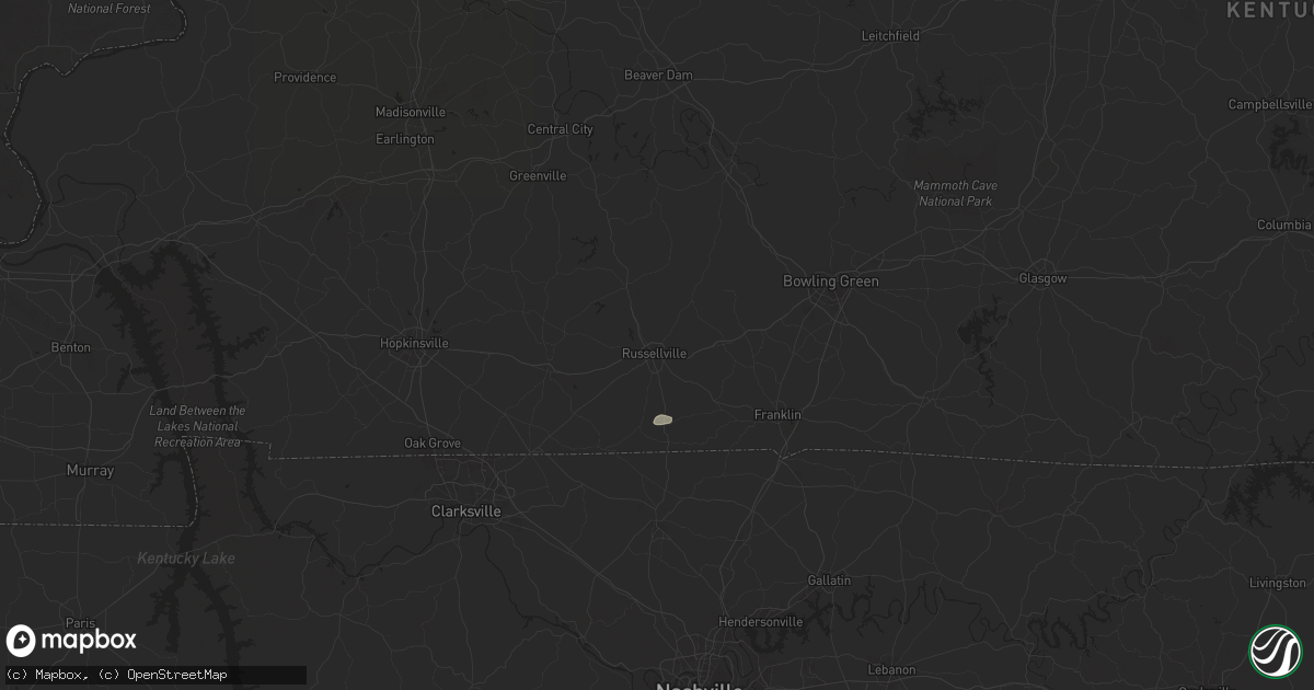 Hail Map in Russellville, KY on September 5, 2025 - HailTrace