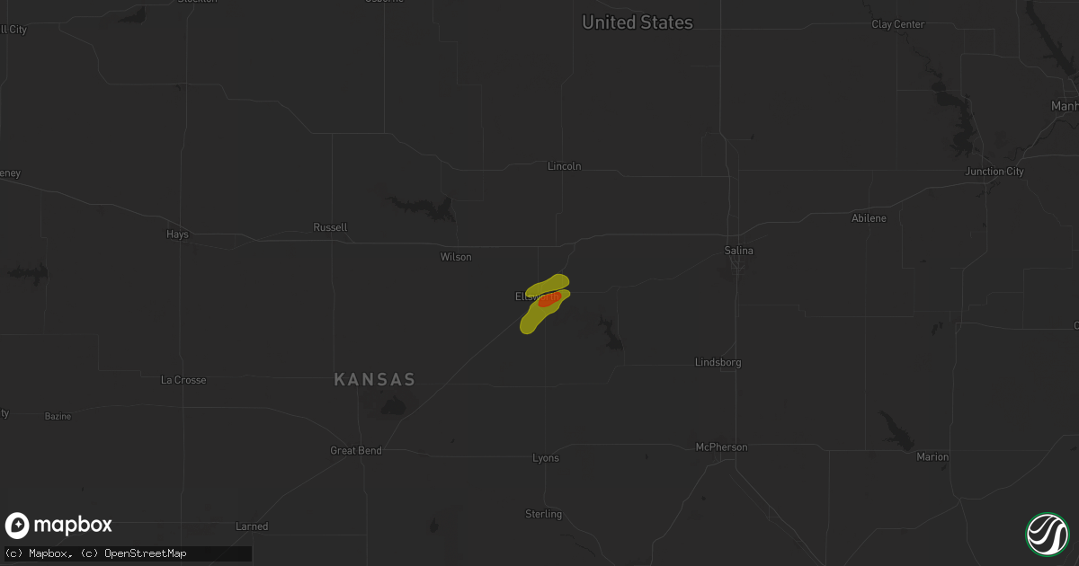 Hail Map in Ellsworth, KS on September 8, 2025 - HailTrace
