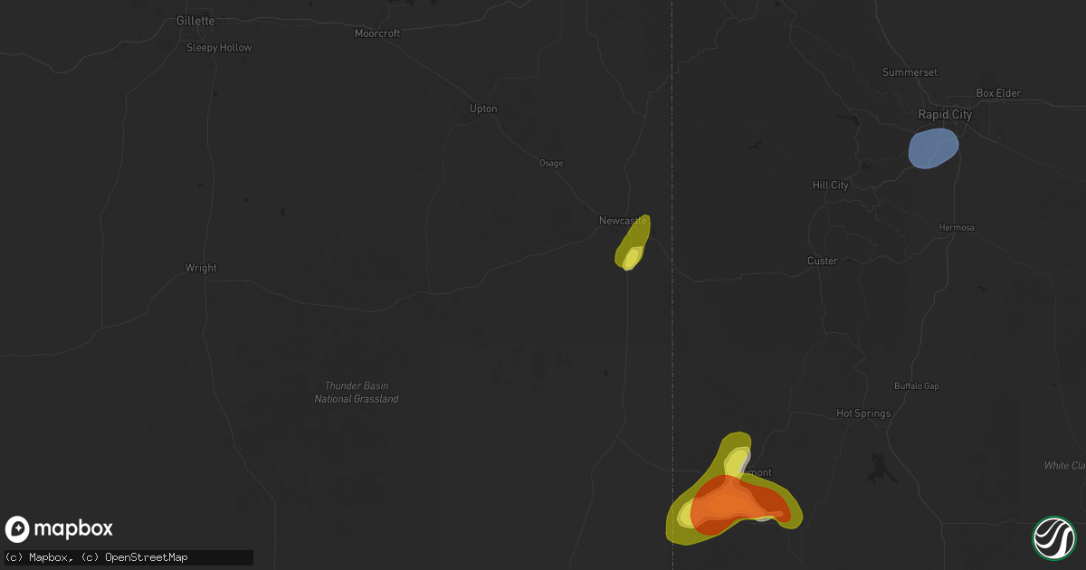 Hail Map in Newcastle, WY on September 10, 2025 - HailTrace