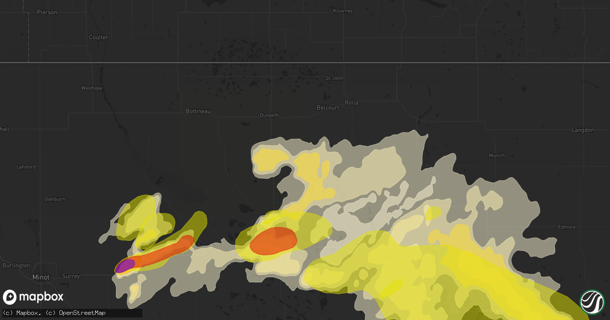 Hail Map in Rolette, ND on September 11, 2025 - HailTrace