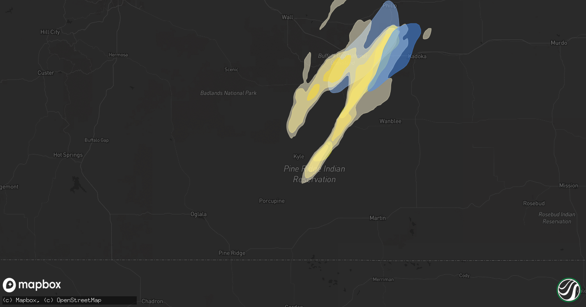 Hail Map in Kyle, SD on September 14, 2024 - HailTrace