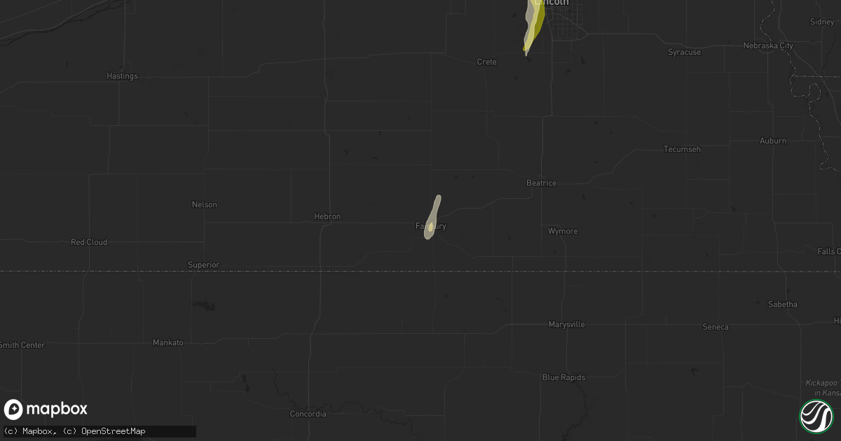 Hail Map in Fairbury, NE on September 14, 2025 - HailTrace