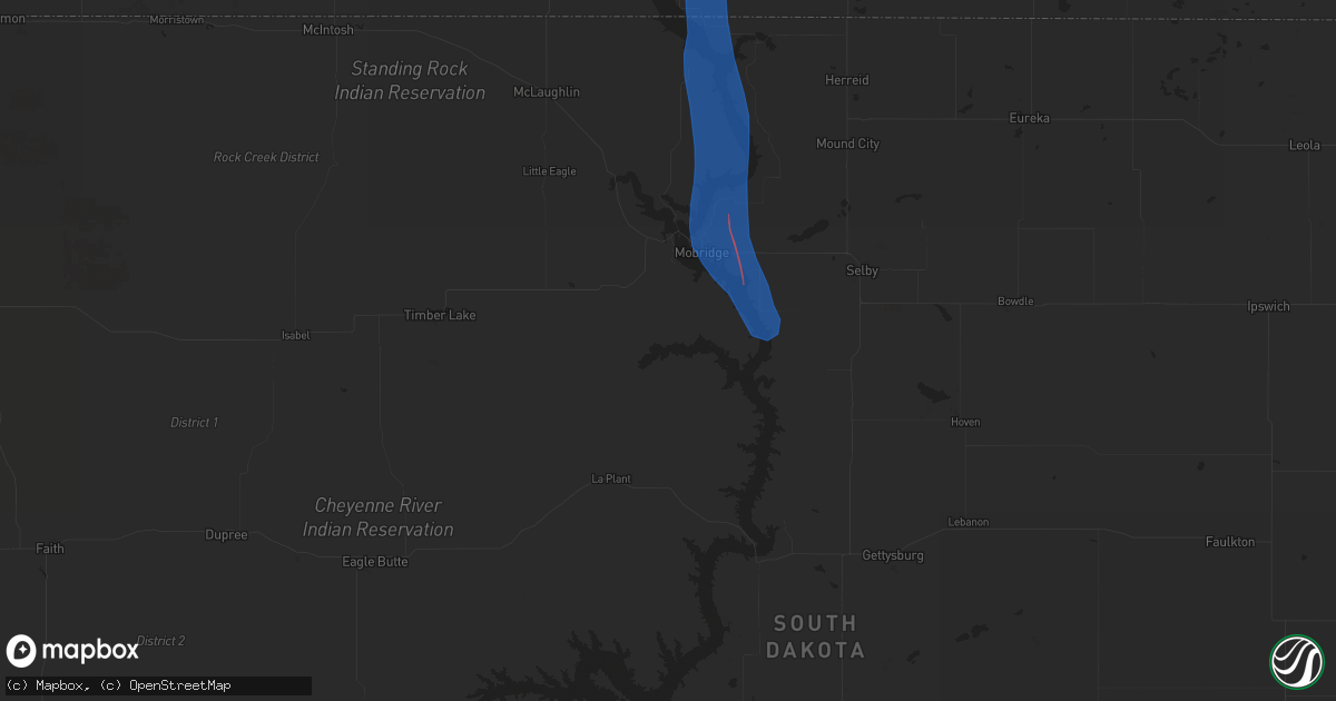 Hail Map in Mobridge, SD on September 14, 2025 - HailTrace