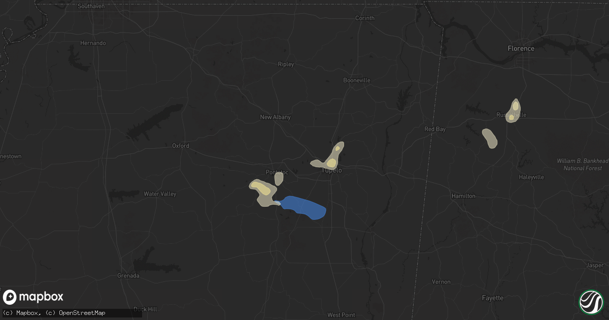 Hail Map in Belden, MS on September 19, 2025 - HailTrace