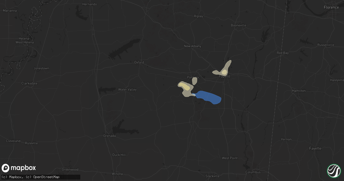 Hail Map in Randolph, MS on September 19, 2025 - HailTrace