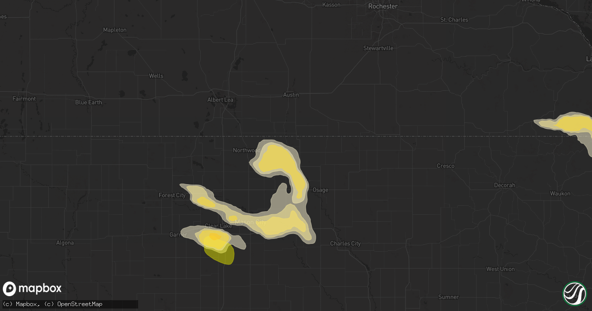 Hail Map in Saint Ansgar, IA on September 22, 2025 - HailTrace
