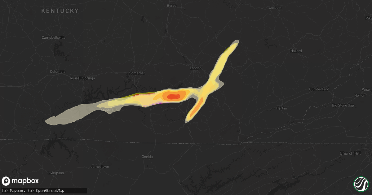 Hail Map in Corbin, KY on September 24, 2024 - HailTrace
