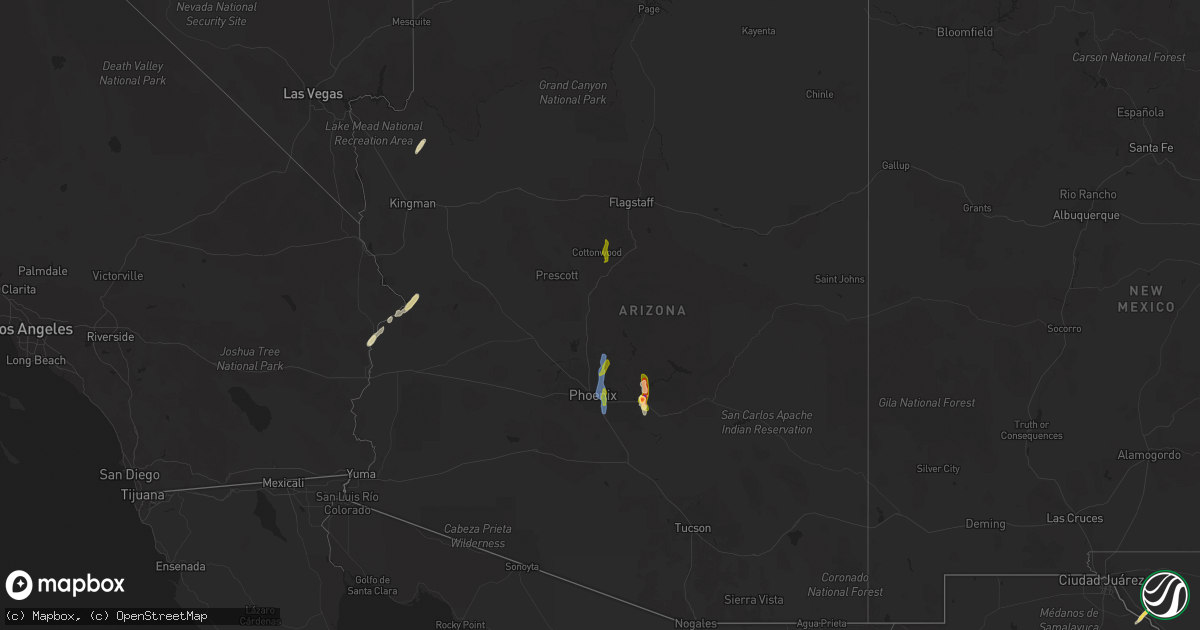 Hail Map in Arizona on October 13, 2025 - HailTrace