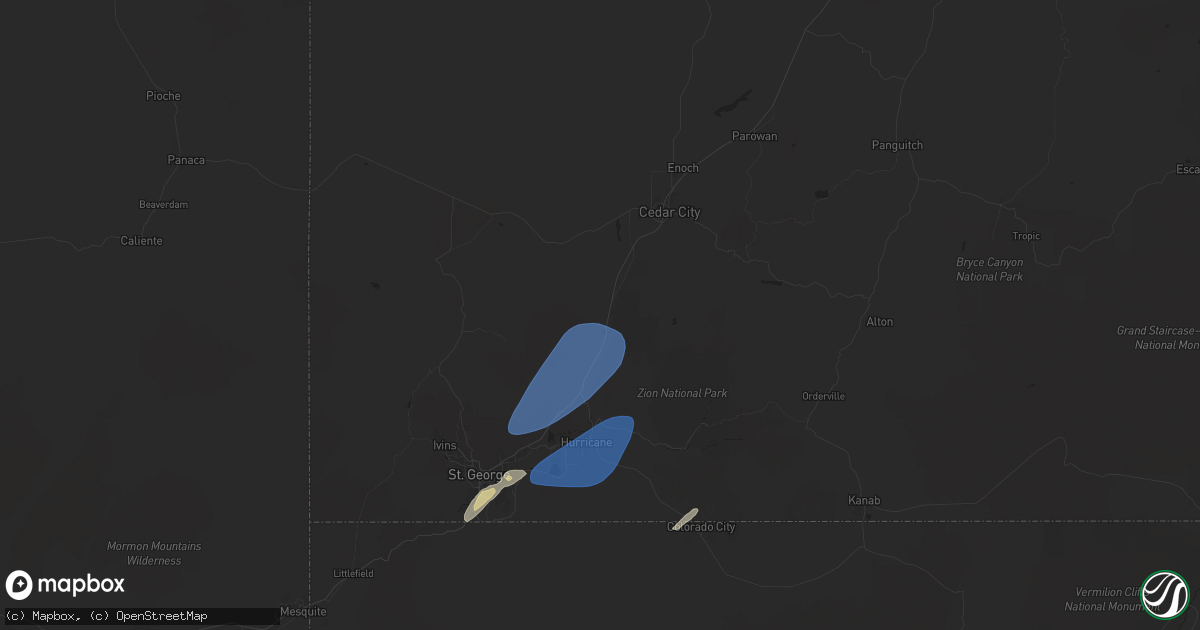 Hail Map in New Harmony, UT on October 17, 2024 - HailTrace