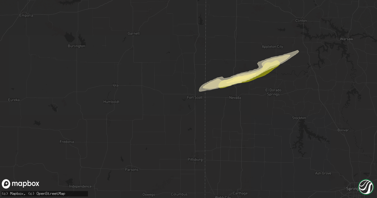 Hail Map in Fort Scott, KS on October 18, 2025 - HailTrace