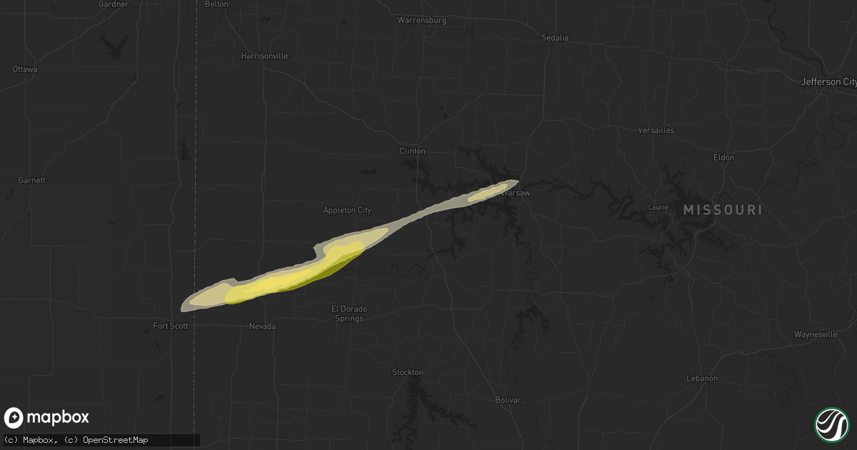 Hail Map in Lowry City, MO on October 18, 2025 - HailTrace