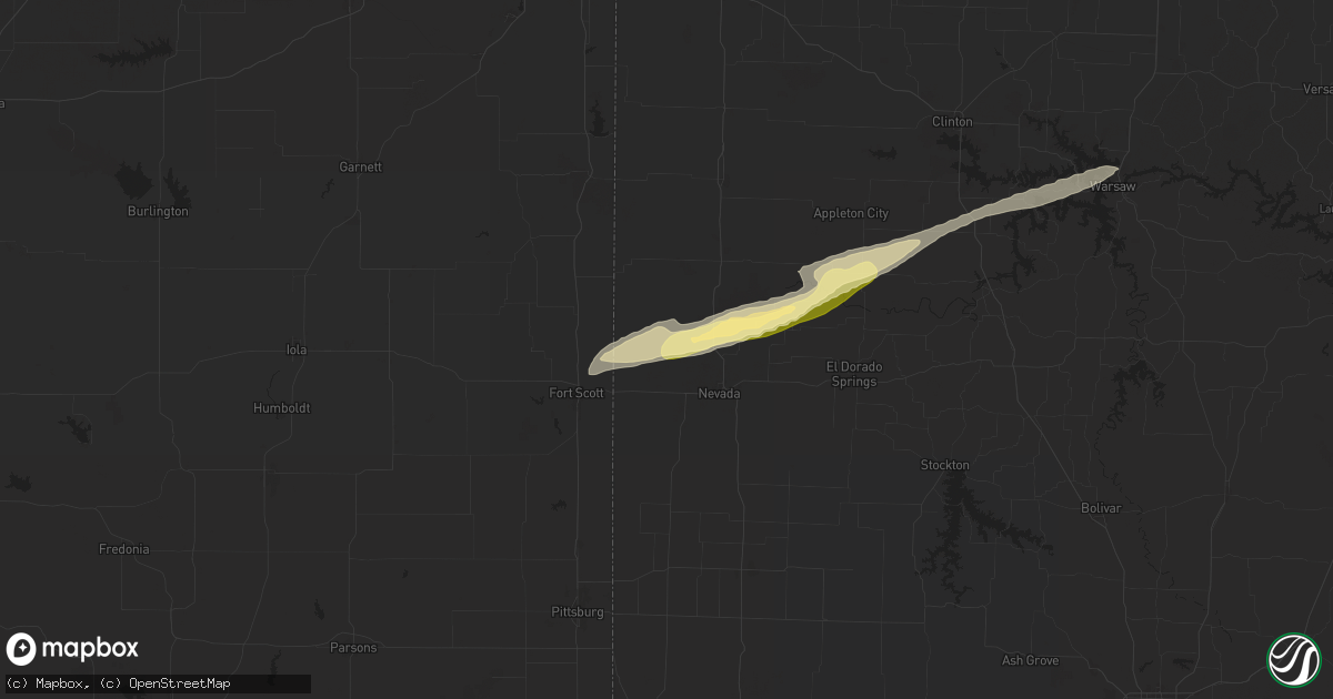 Hail Map in Richards, MO on October 18, 2025 - HailTrace