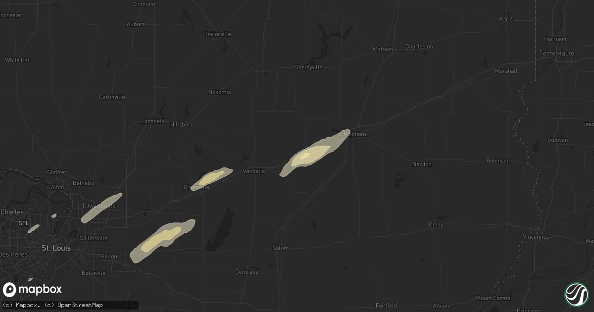 Hail Map in Saint Elmo, IL on October 18, 2025 - HailTrace