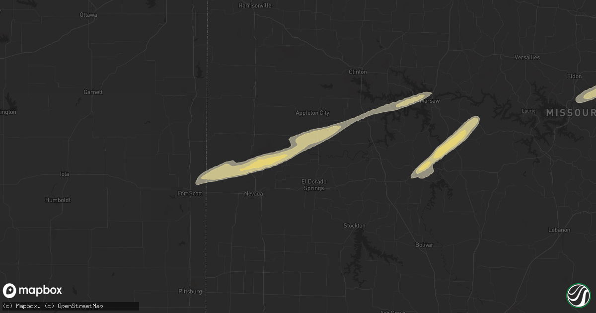 Hail Map in Schell City, MO on October 18, 2025 - HailTrace